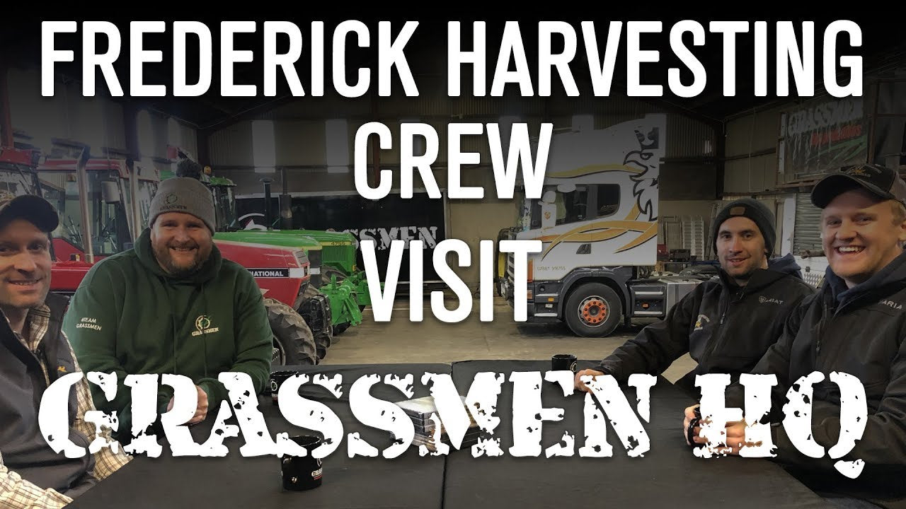 Sam, Disco, and Nick from the Frederick Harvesting crew visit GRASSMEN