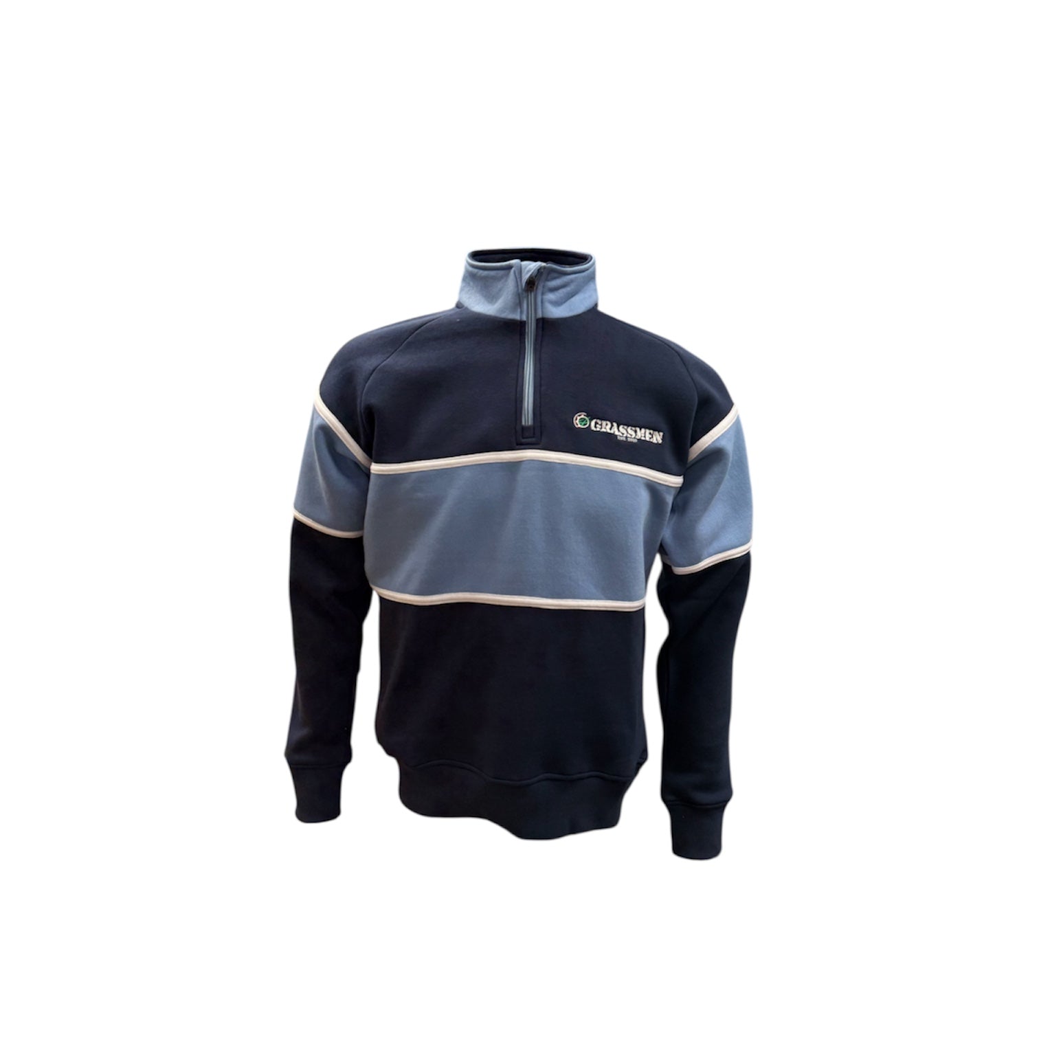 GRASSMEN Navy, Sky Blue & White - Kids Unisex Cotton Quarter Zip