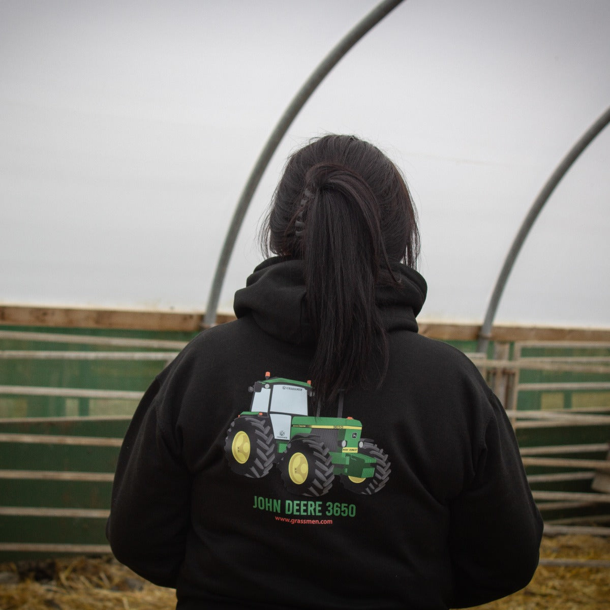 "GRASSMEN" John Deere 3650 Baby Donkey" Unisex Adults Black Hoodie