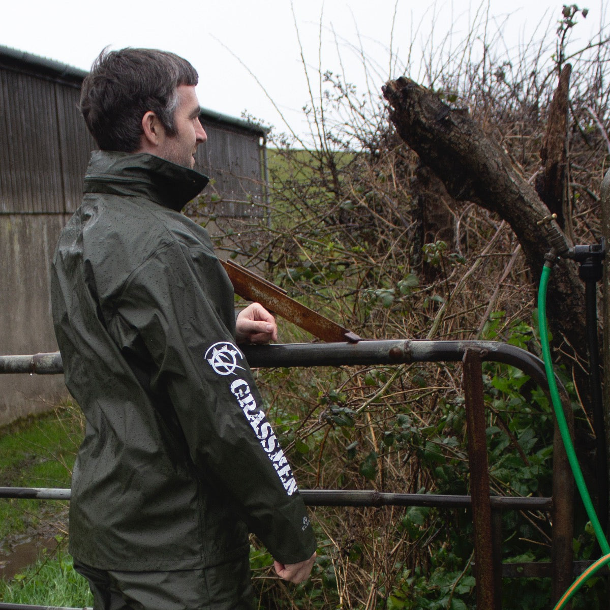 "GRASSMEN" Unisex Adults Green Waterproof Coat